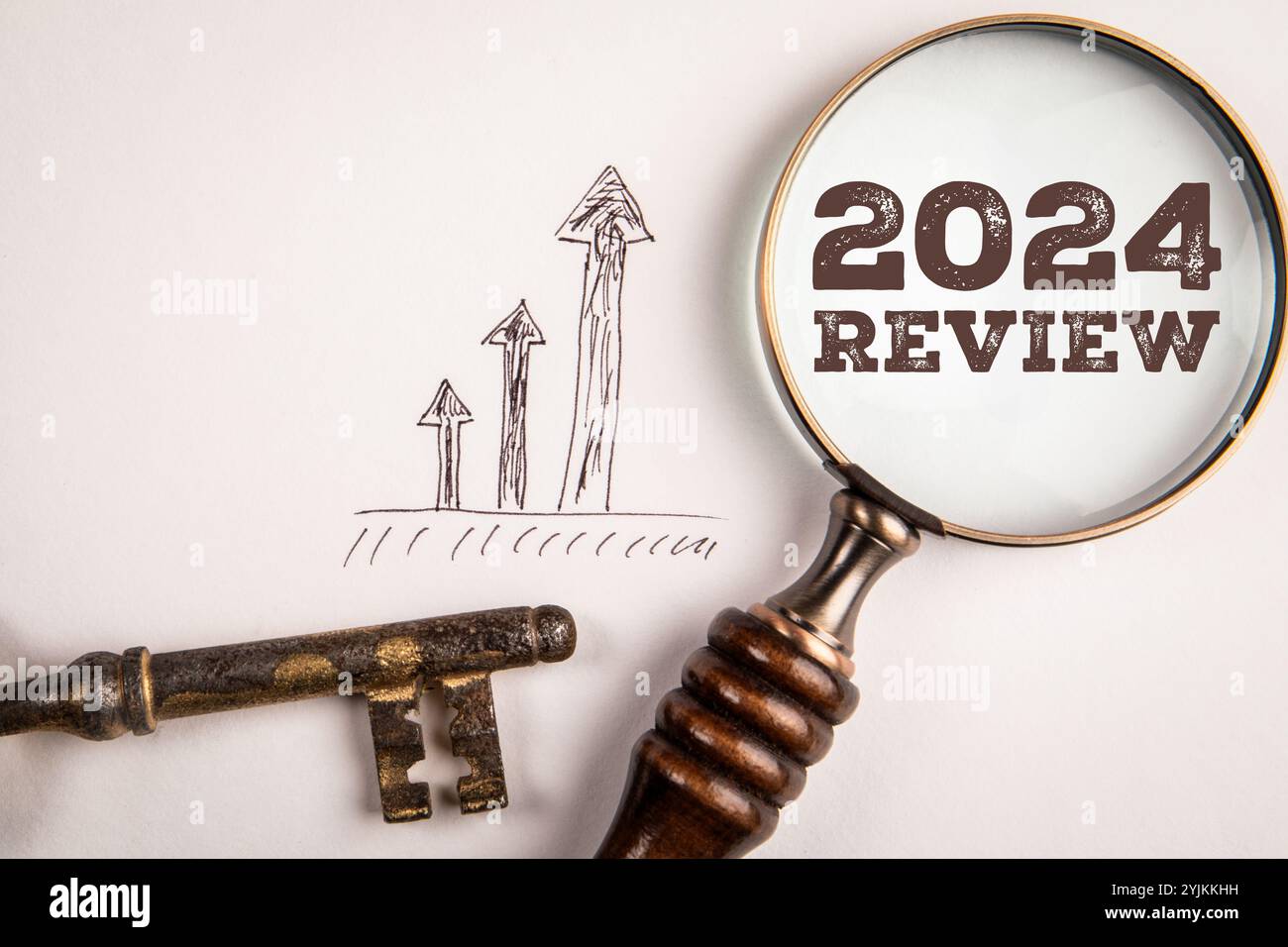2024 Review. Magnifying glass and key on white background Stock Photo ...