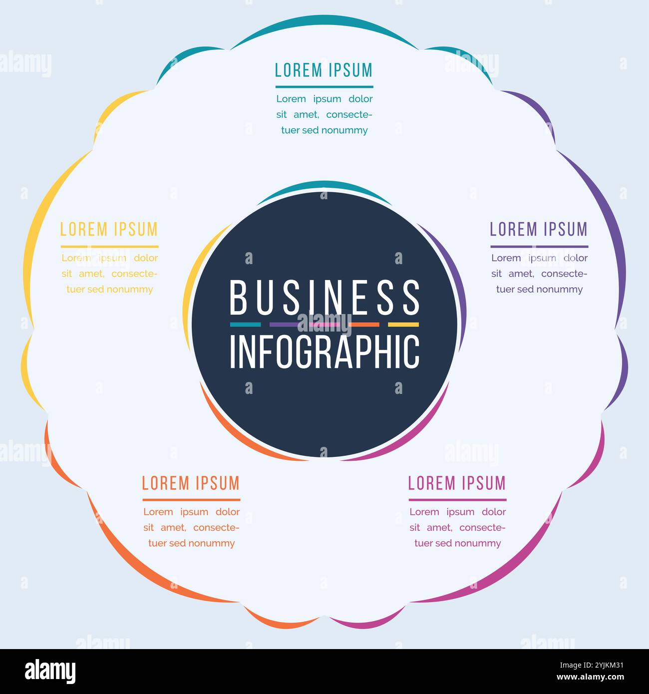 Circle Infographic design 5 steps, objects, elements or options ...