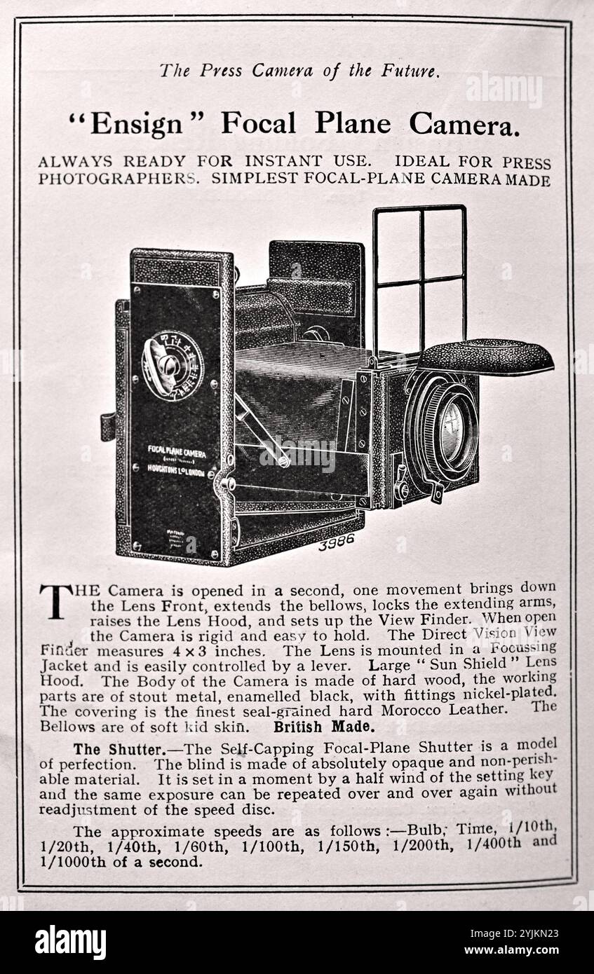 The Ensign Focal Plane Camera, "Press Camera of the Future", vintage ...