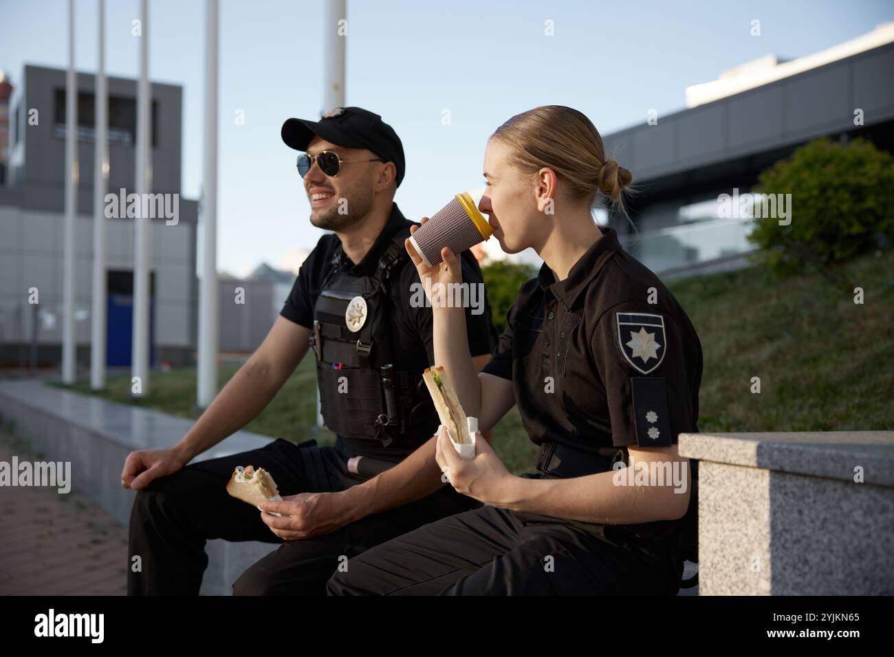 Friendly male female patrol officers hi-res stock photography and ...