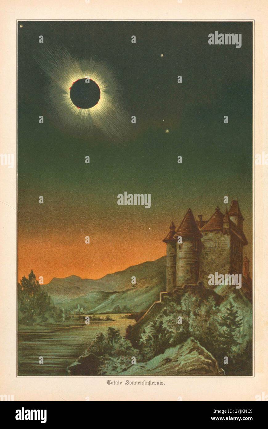 Total Solar Eclipse of 1842. Vintage lithograph illustration of sky ...