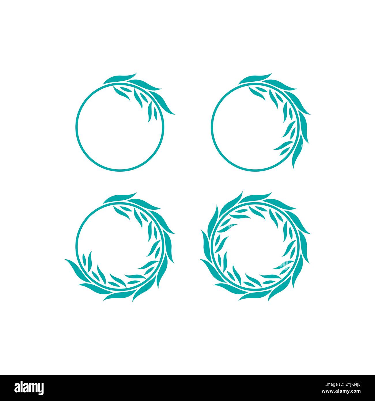 Set of circular natural design element. Rings with leaves. frame leaf ...