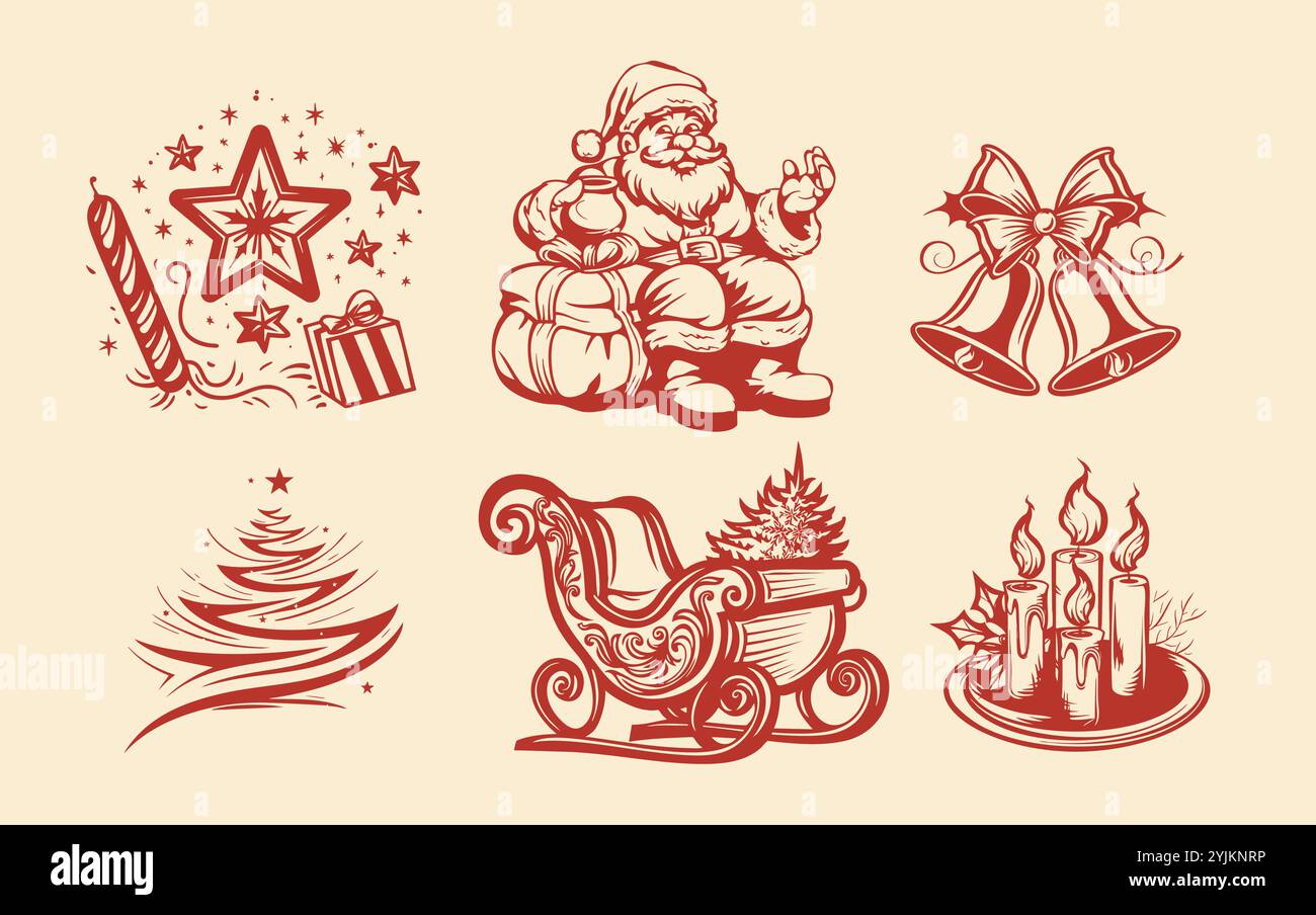 Merry Christmas. Happy New Year. Typography set. Vector logo, emblems ...