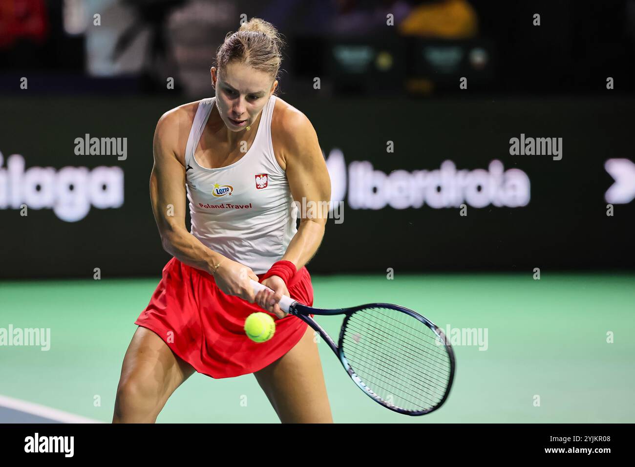Malaga, Malaga, Spain. 15th Nov, 2024. Magda Linette of Poland, returns ...