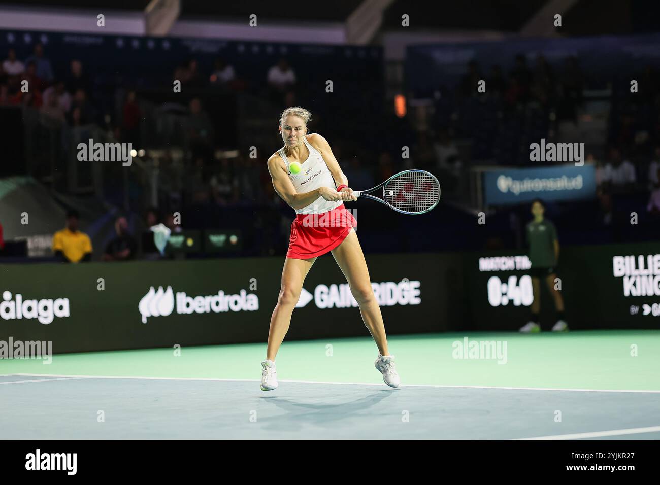 Malaga, Malaga, Spain. 15th Nov, 2024. Magda Linette of Poland, returns ...