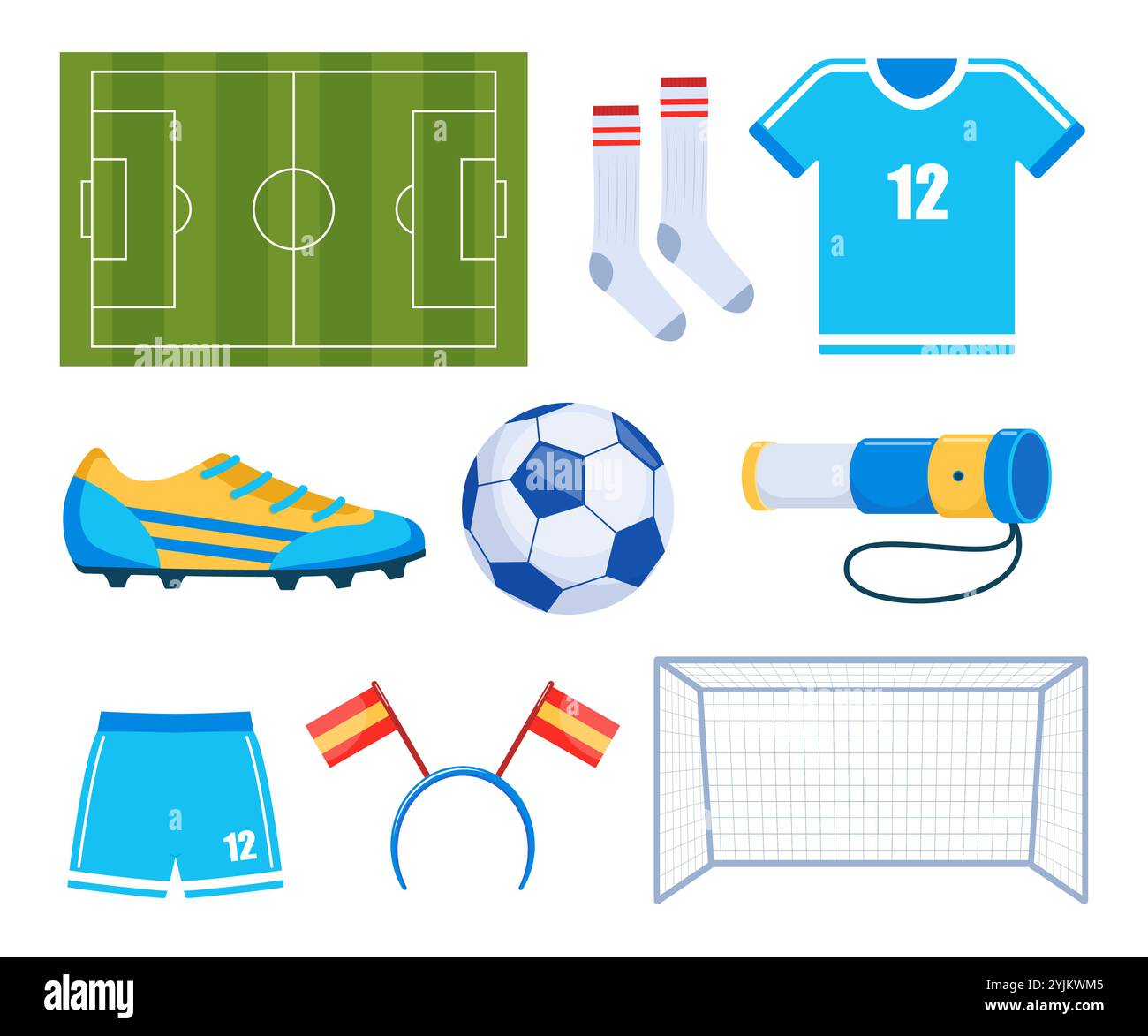 Football game and fan attributes. Soccer cheer accessories. Football ...