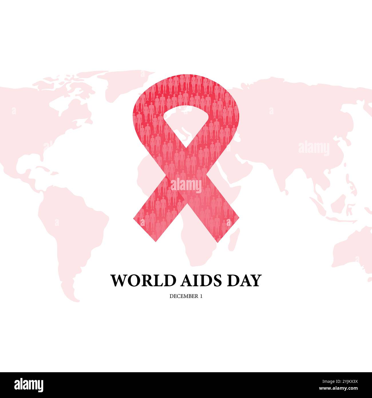 World AIDS Day, December 1. Flat vector illustration. Red ribbon to support people living with ...