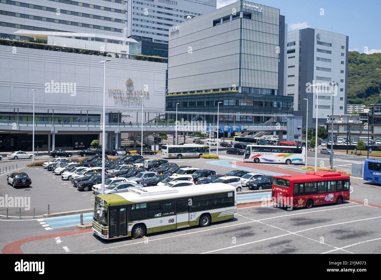 Buses and Taxis outside Hiroshima Station in Hiroshima Japan Stock ...