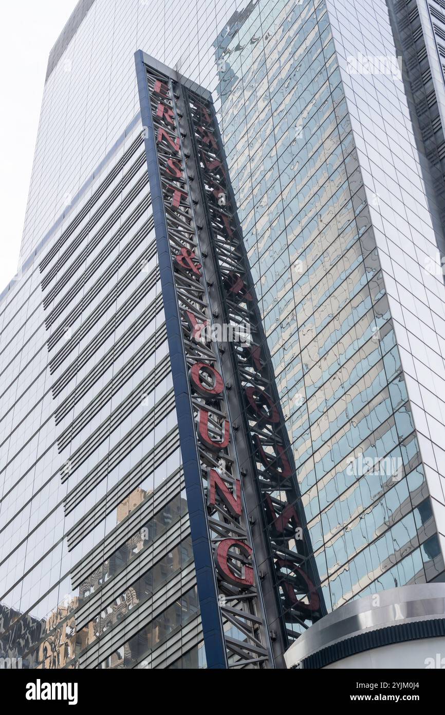 New York City, USA - August 21, 2022: Ernst and Young office at 5 Times ...