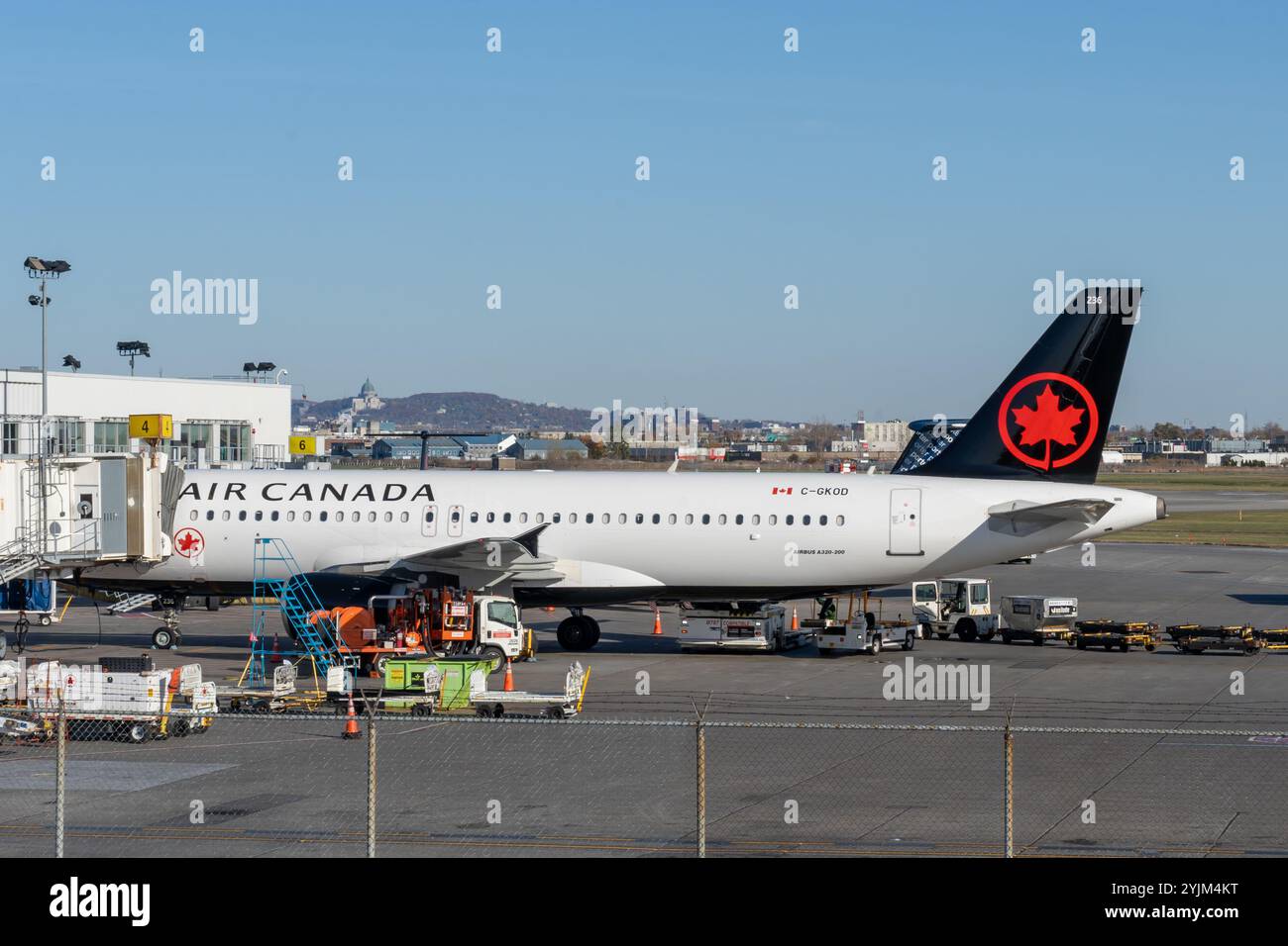 An Air Canada airplane parked at Montreal-Trudeau International Airport ...