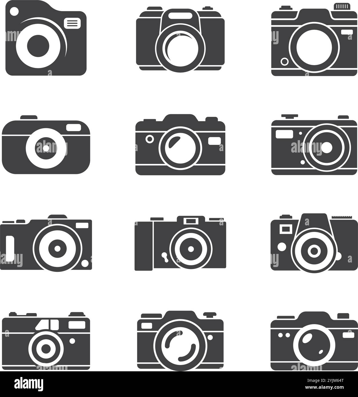 Photo camera icon set in flat style. Photography equipment vector ...