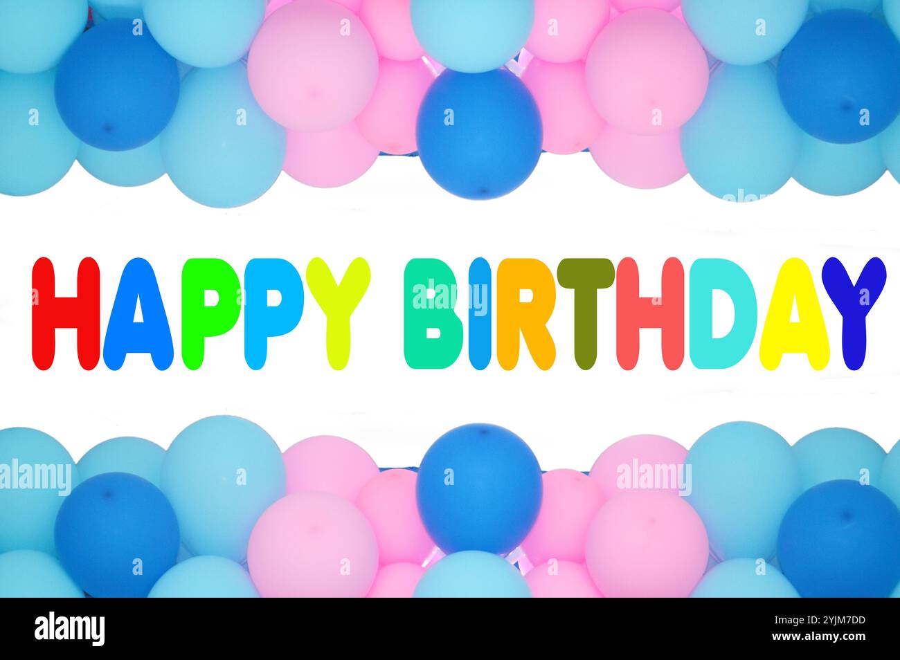 happy birthday text with balloons frame Stock Photo - Alamy