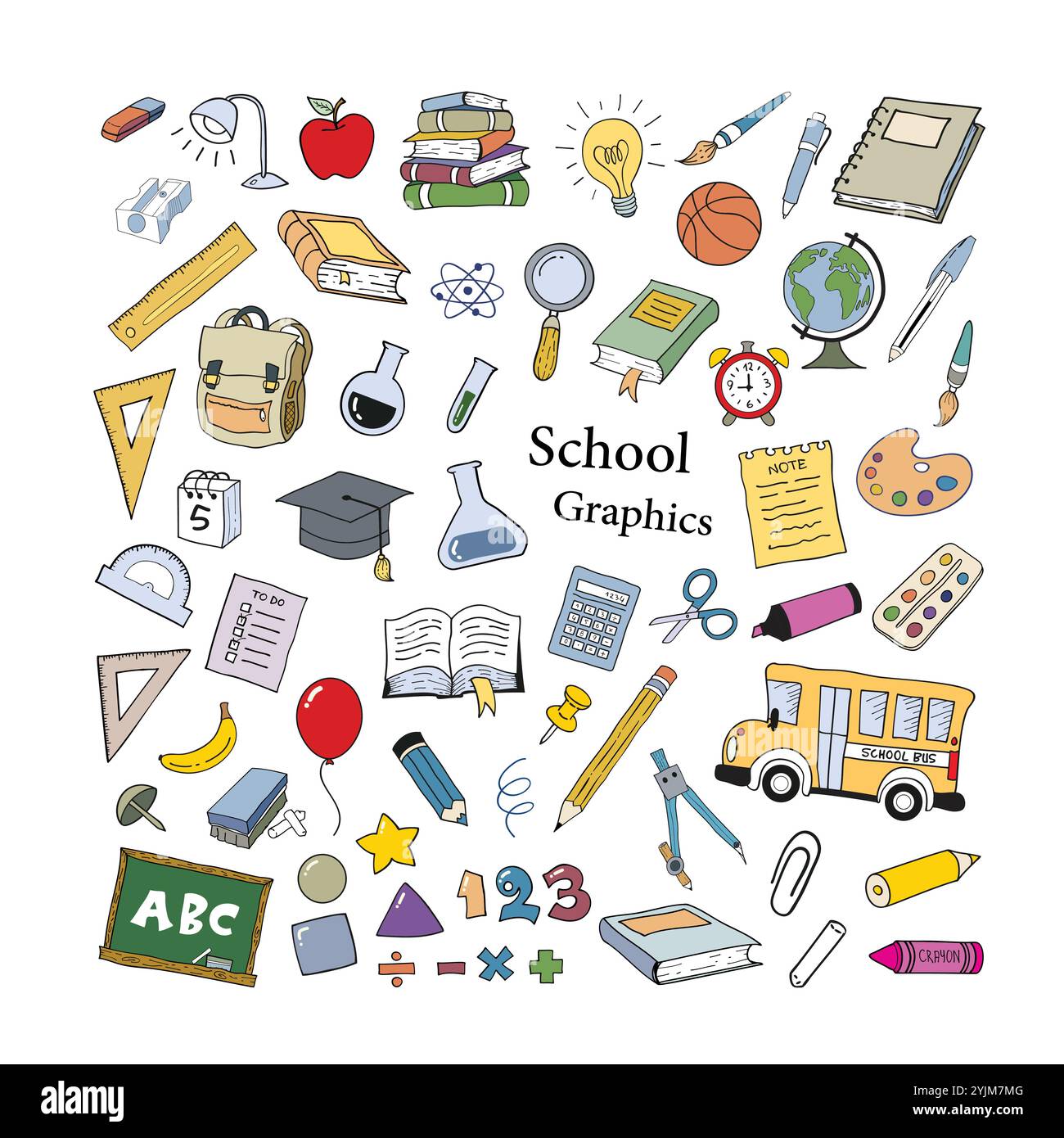 School Vector graphics set, School Clipart Set, , School Supplies ...