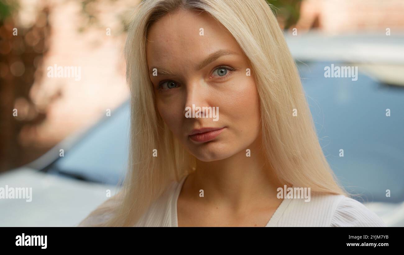 Female model posing with car hi-res stock photography and images - Alamy