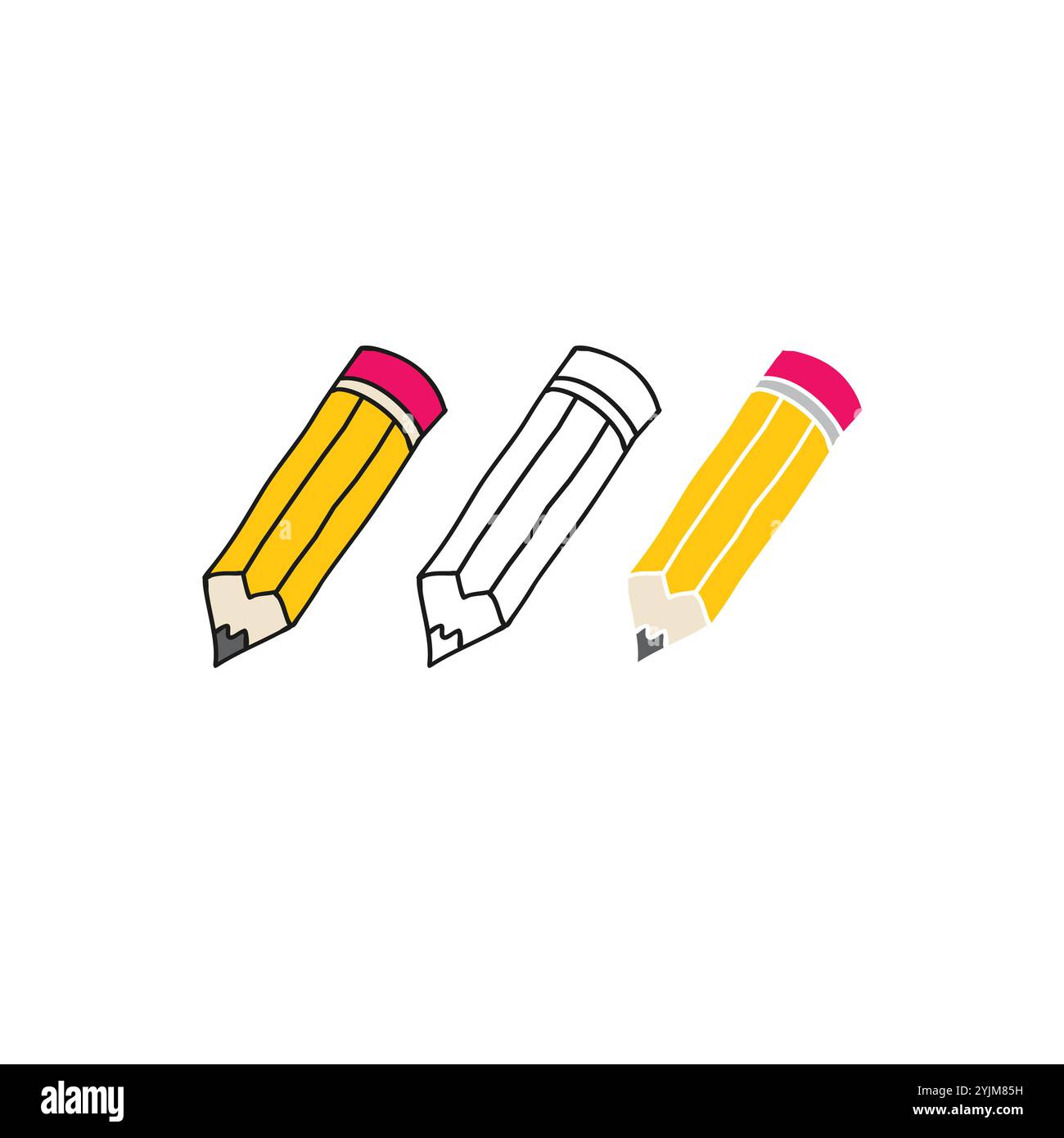 Yellow Pencil vector design graphic, School Supplies Clipart, Outline ...