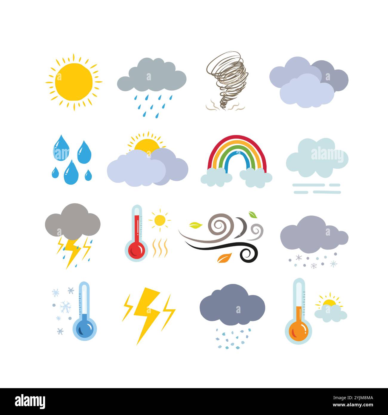 Weather vector graphics bundle, Weather Clipart Set, Cloudy, Sunny ...