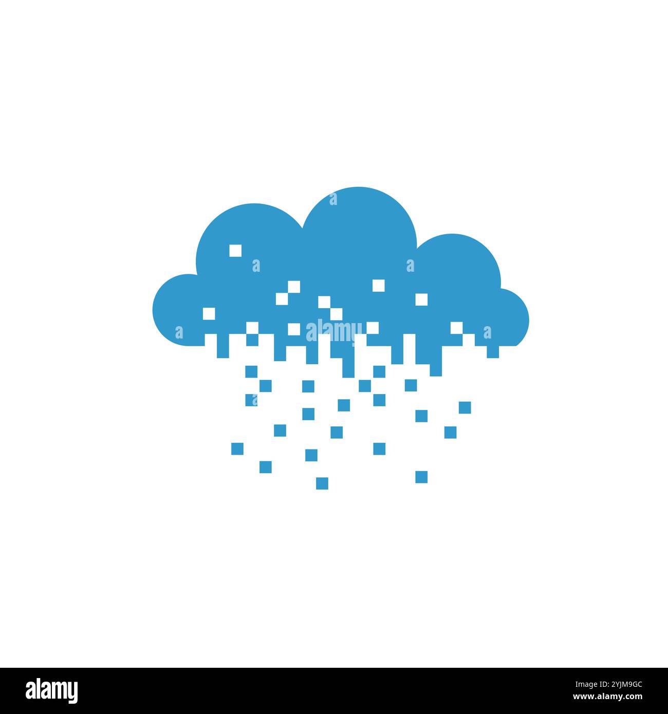 Blue cloud vector design, cloud raining pixels vector graphic Stock ...