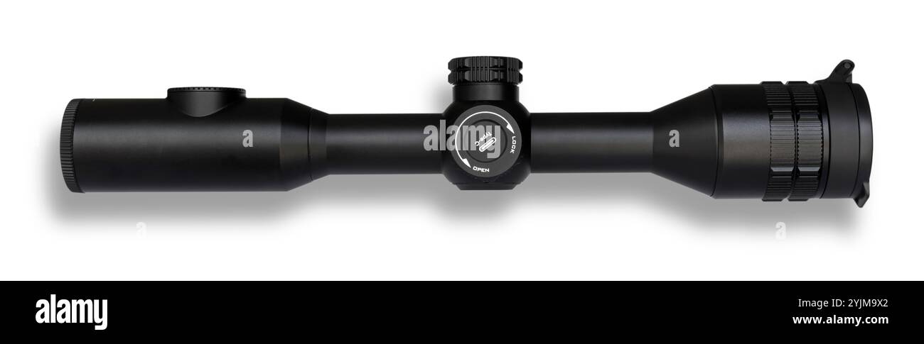 Dropshadow behind a night vision rifle scope seen from side used to ...