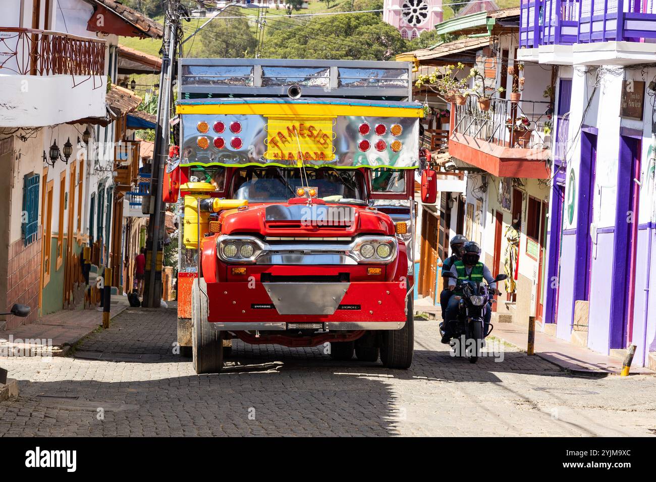 Jerico, Antioquia - Colombia. October 25, 2024. Chiva or ladder truck ...