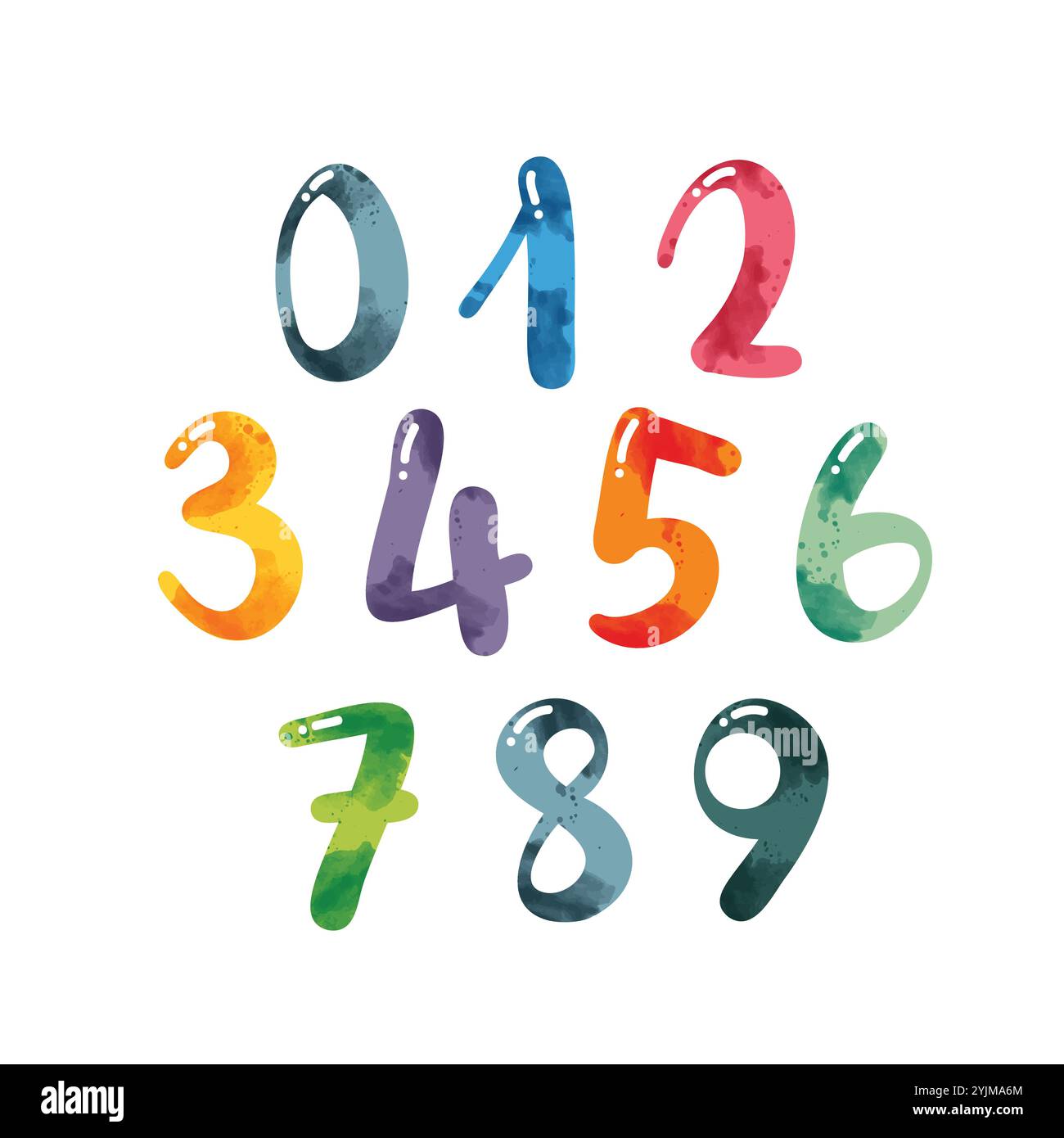 Numbers Vector graphics set, Numbers Clipart 0 to 9 Set, Colorful ...