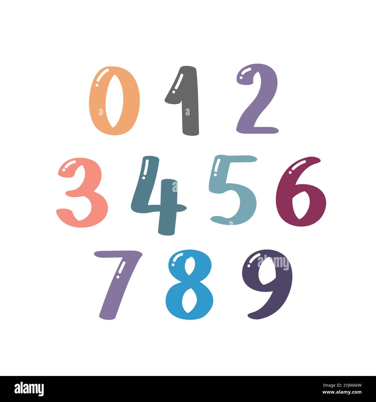 Numbers Clipart 0 to 9 Set, Colorful Numbers Vector Design, Nursery ...