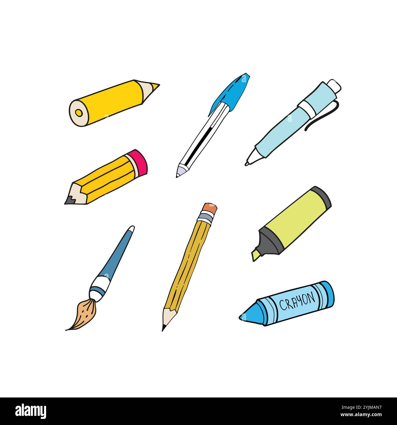 Pencils graphics set hand drawn vector illustration, pen clipart bundle Stock Vector Image & Art ...