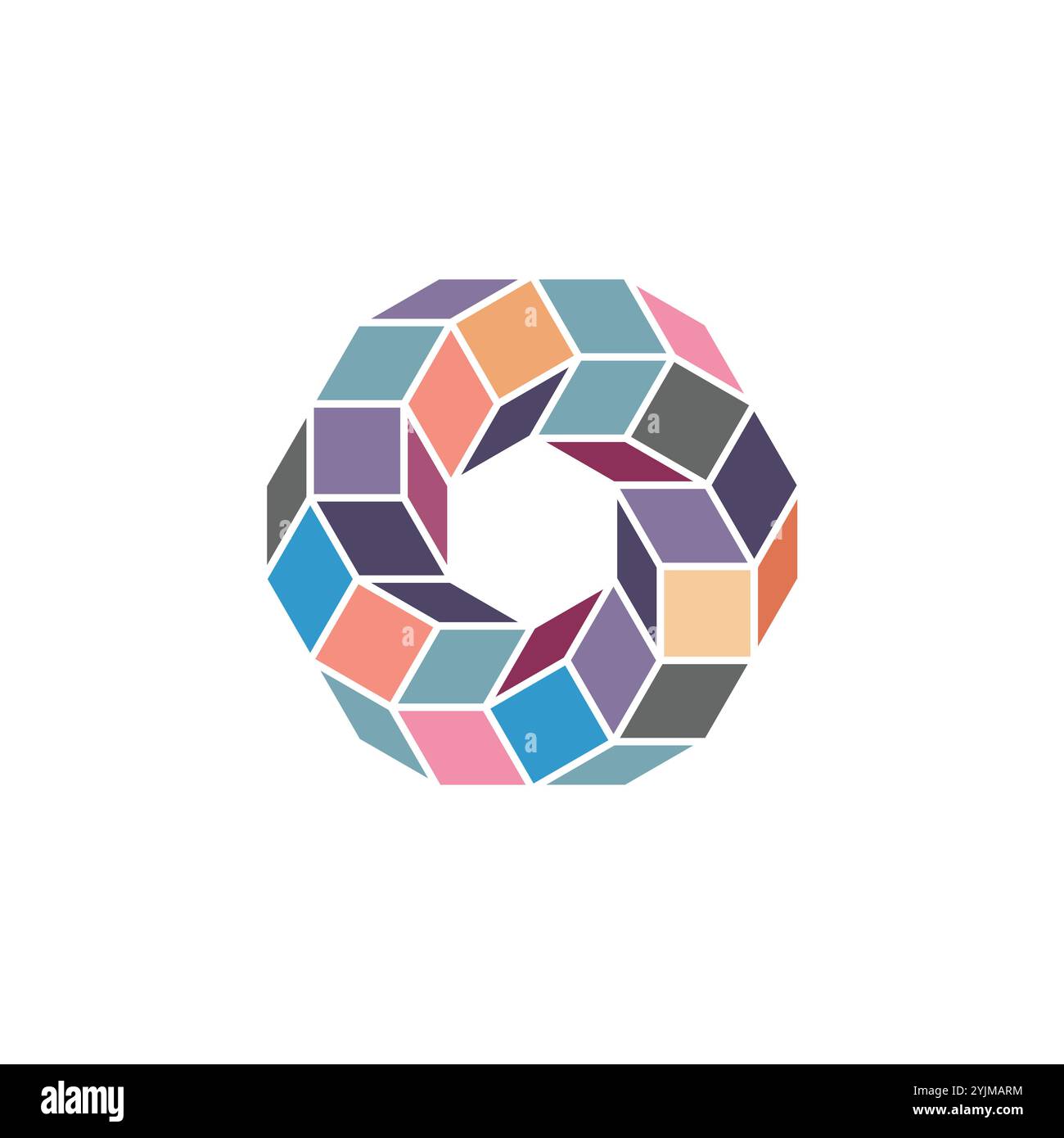 Polygon 3D logo, Circular Geometric shape Vector illustration Stock ...
