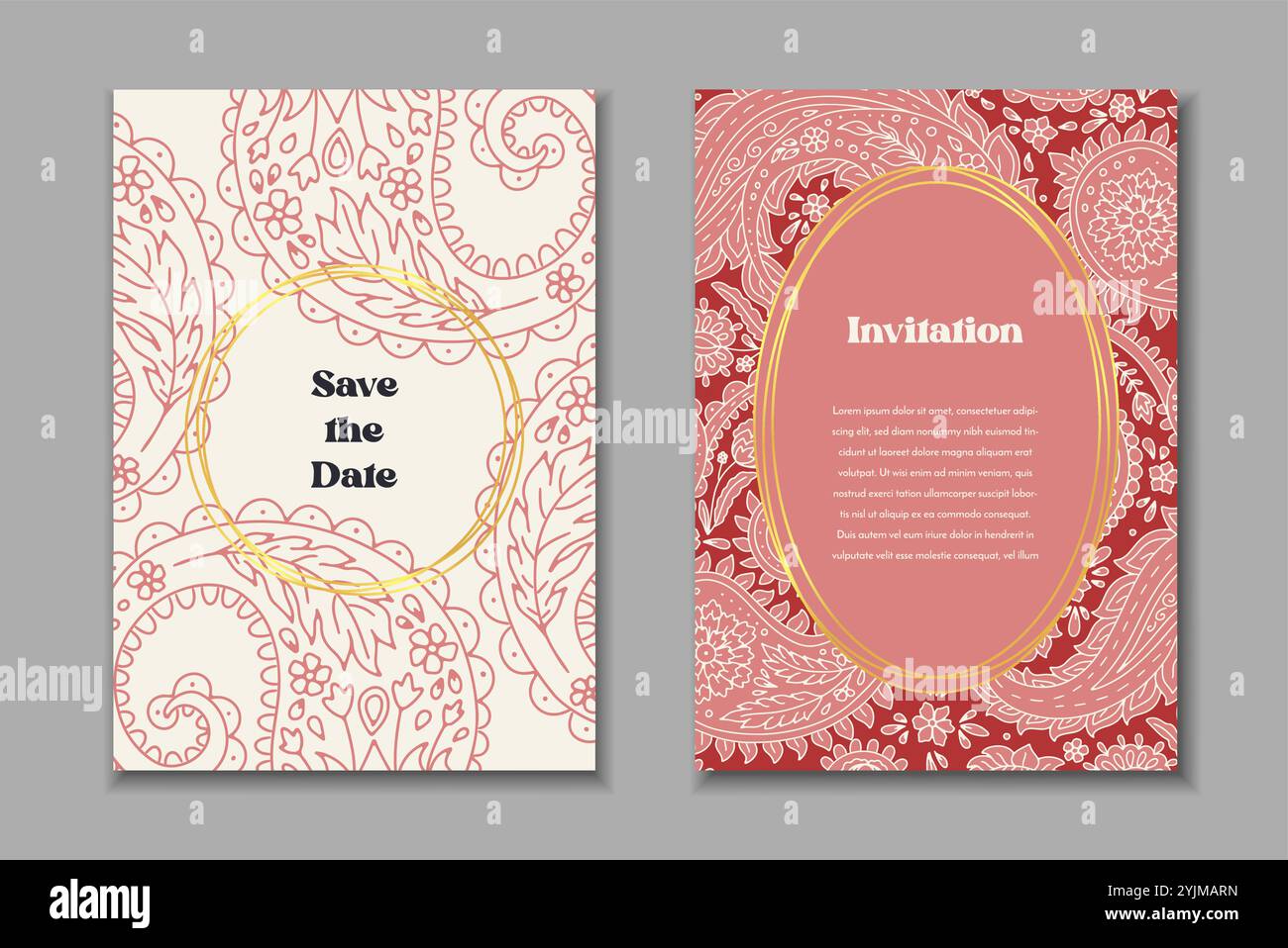 Two greeting cards set with paisley motifs Stock Vector Image & Art - Alamy