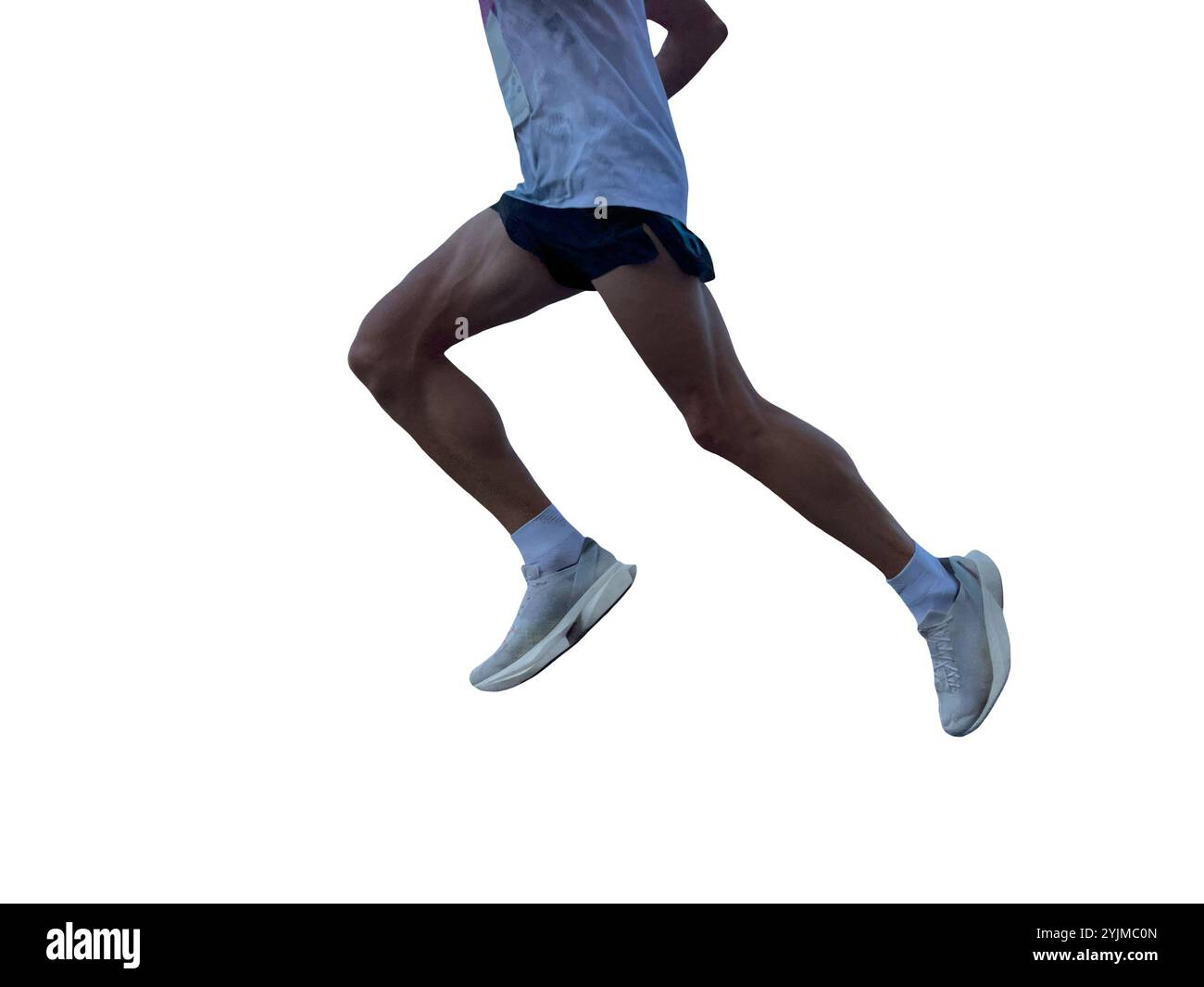 athlete running in shadows isolated on white background Stock Photo - Alamy