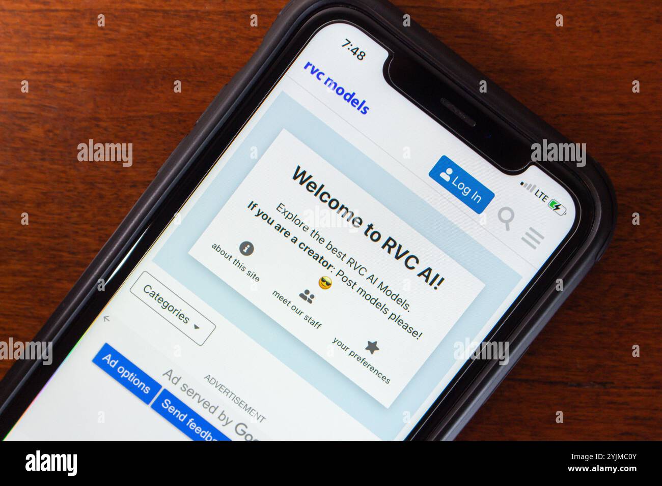 The RVC Models website is displayed on an iPhone. RVC Models is a ...