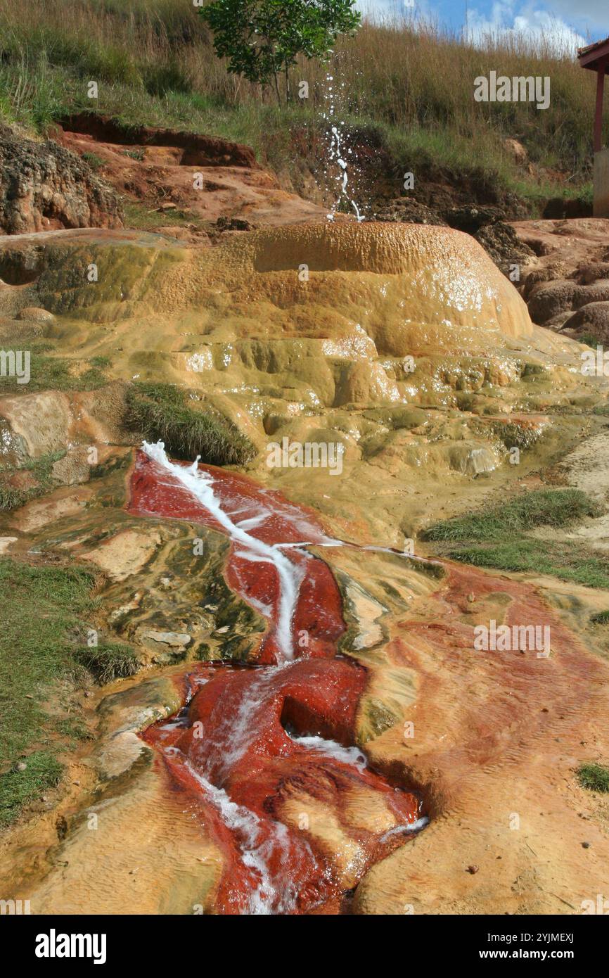 geysers d Amparaky in the background, red channel filled with water in ...