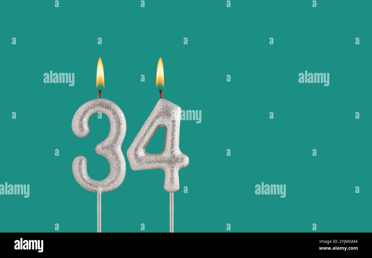 Birthday card on a green background - Candle in the shape of the number ...