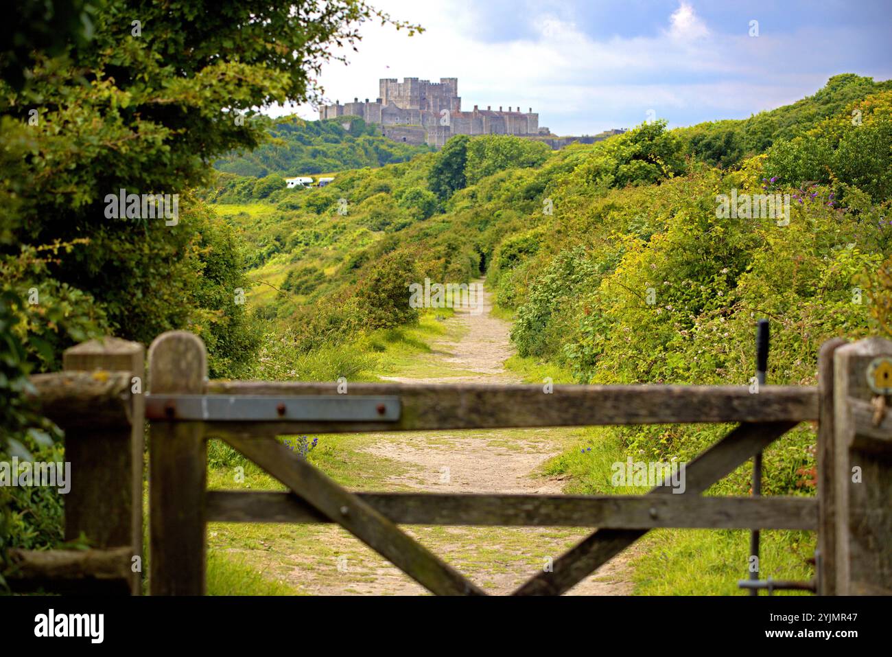 A View of Dover Castle from the White Cliffs of Dover in Kent Stock ...