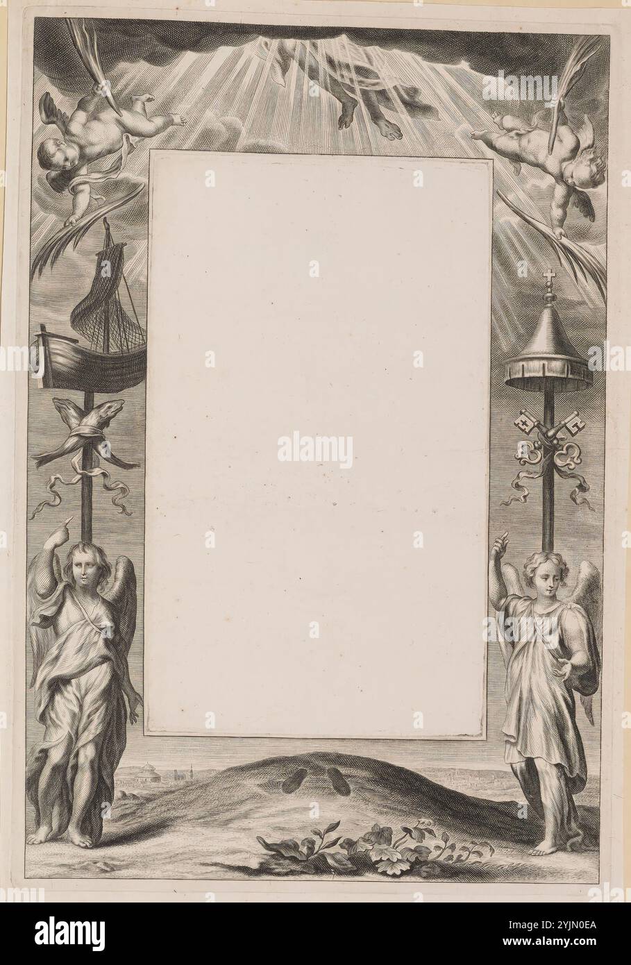 Netherlandish 17th Century Border Illustration with the Ascension of ...