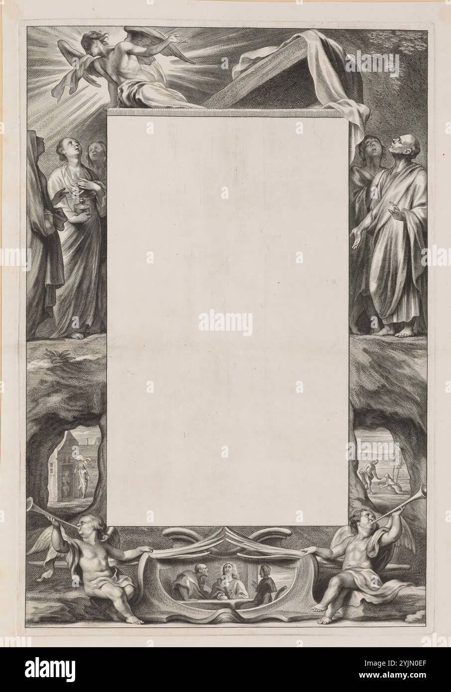 Netherlandish 17th Century Border Illustration with Saints and Scenes ...