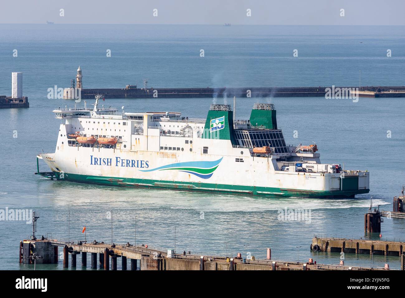 Irish Cross Channel Ferry leaving the Port of Dover in Kent Stock Photo ...