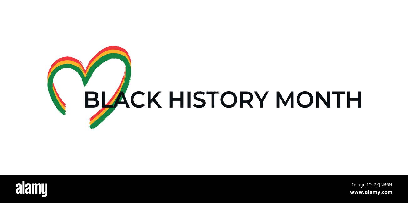Black history month celebrate banner with brush painted red, yellow ...