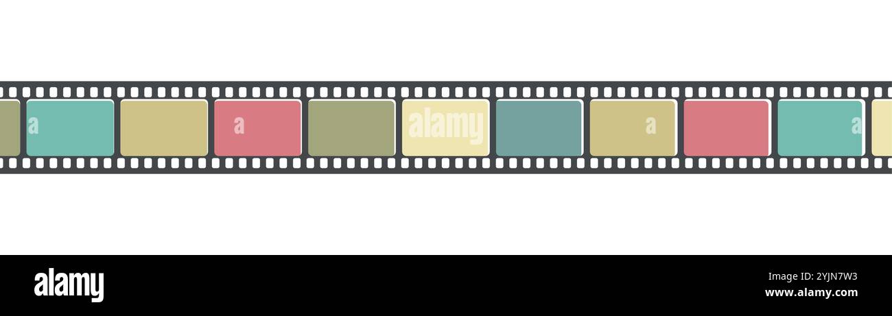Colored long film strip tape. Cinema and filmmaking concept. Vector ...