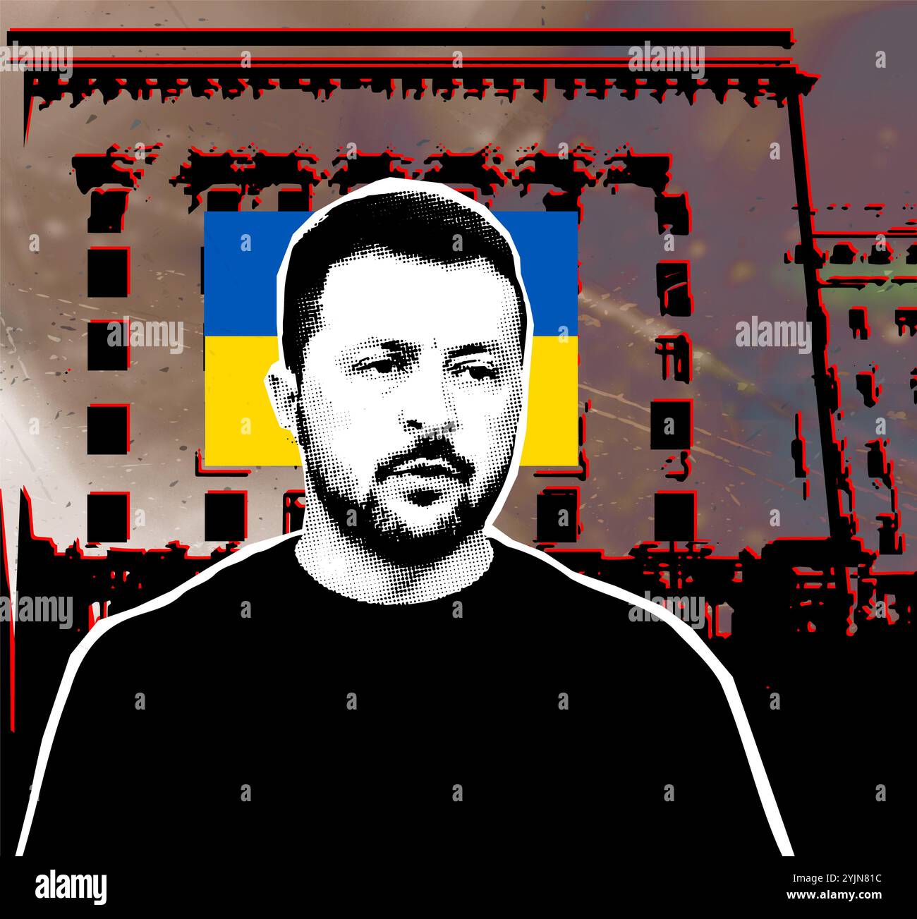 President of Ukraine Vladimir Zelenskyy in clothes the color of the ...