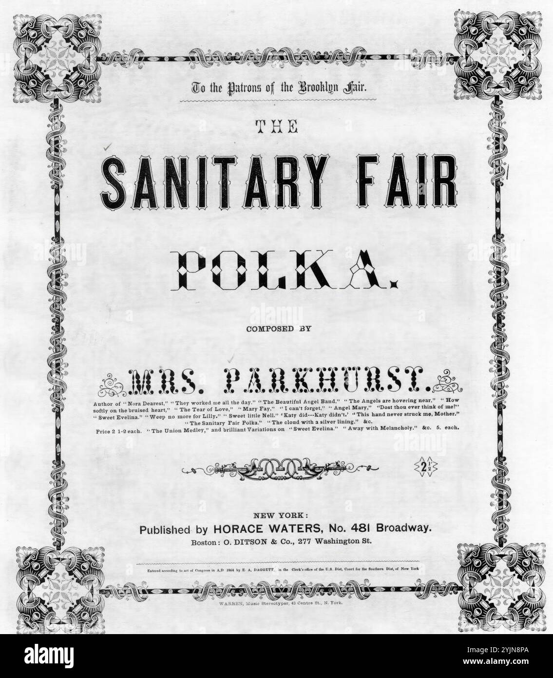 The Sanitary fair polka, Parkhurst, (composer), Horace Waters, New York ...