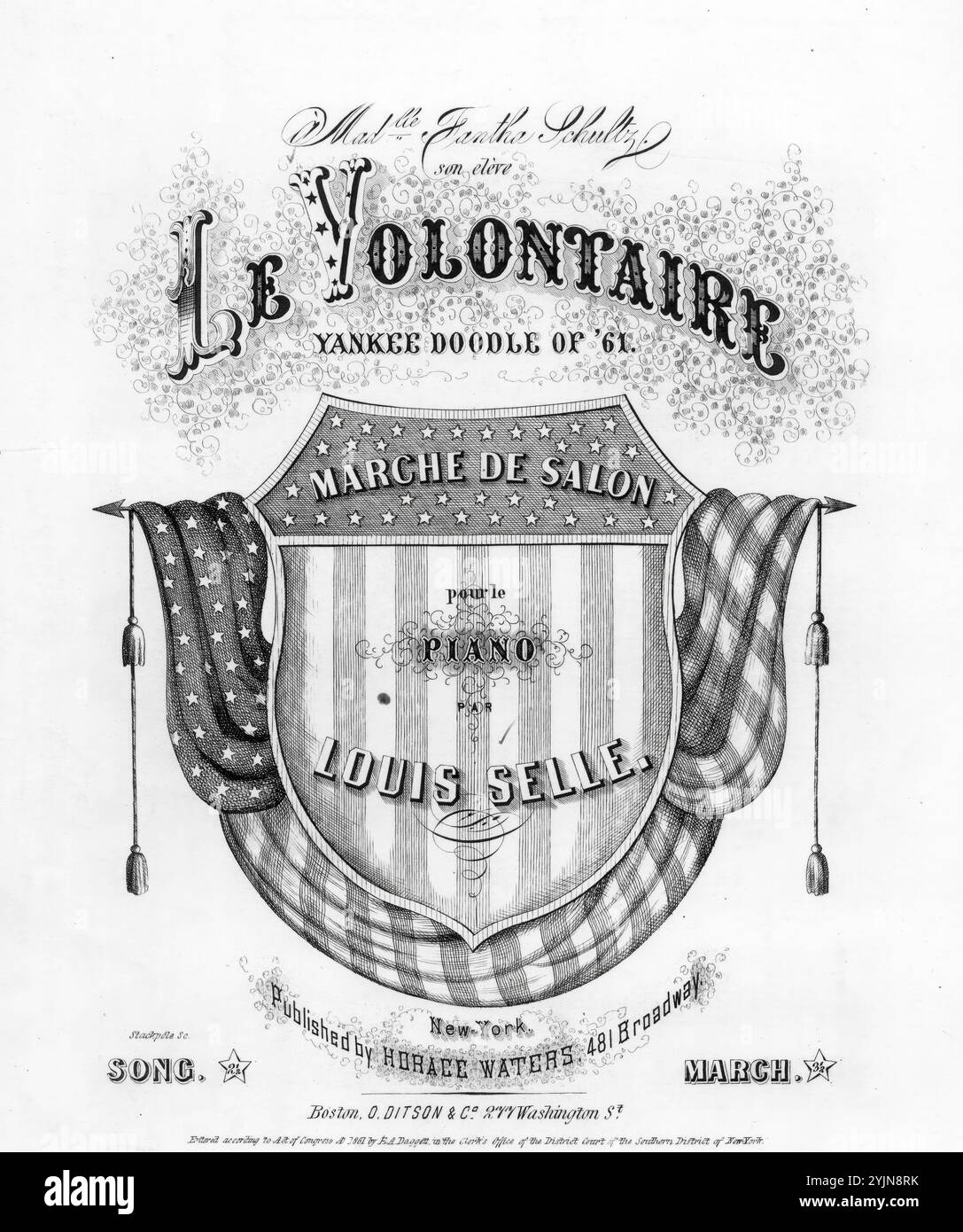 Le volontaire, marche de salon, Selle, Louis (composer), Horace Waters ...