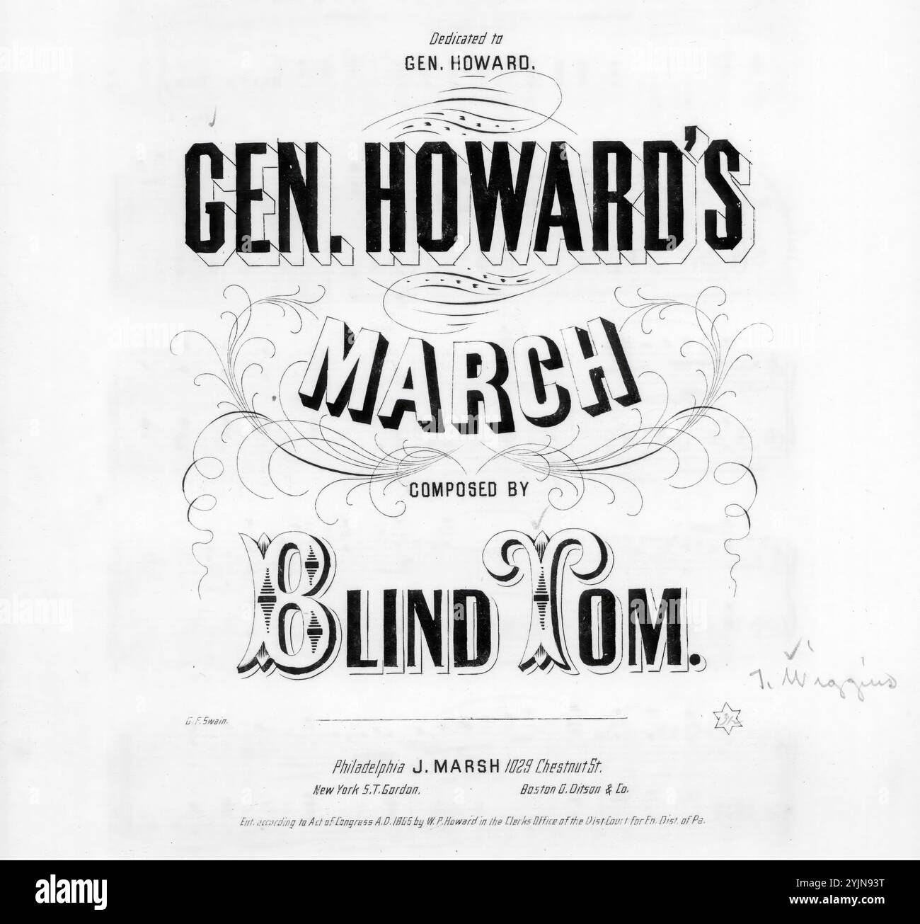 General Howard's march, Blind Tom (composer), J. Marsh, Philadelphia ...