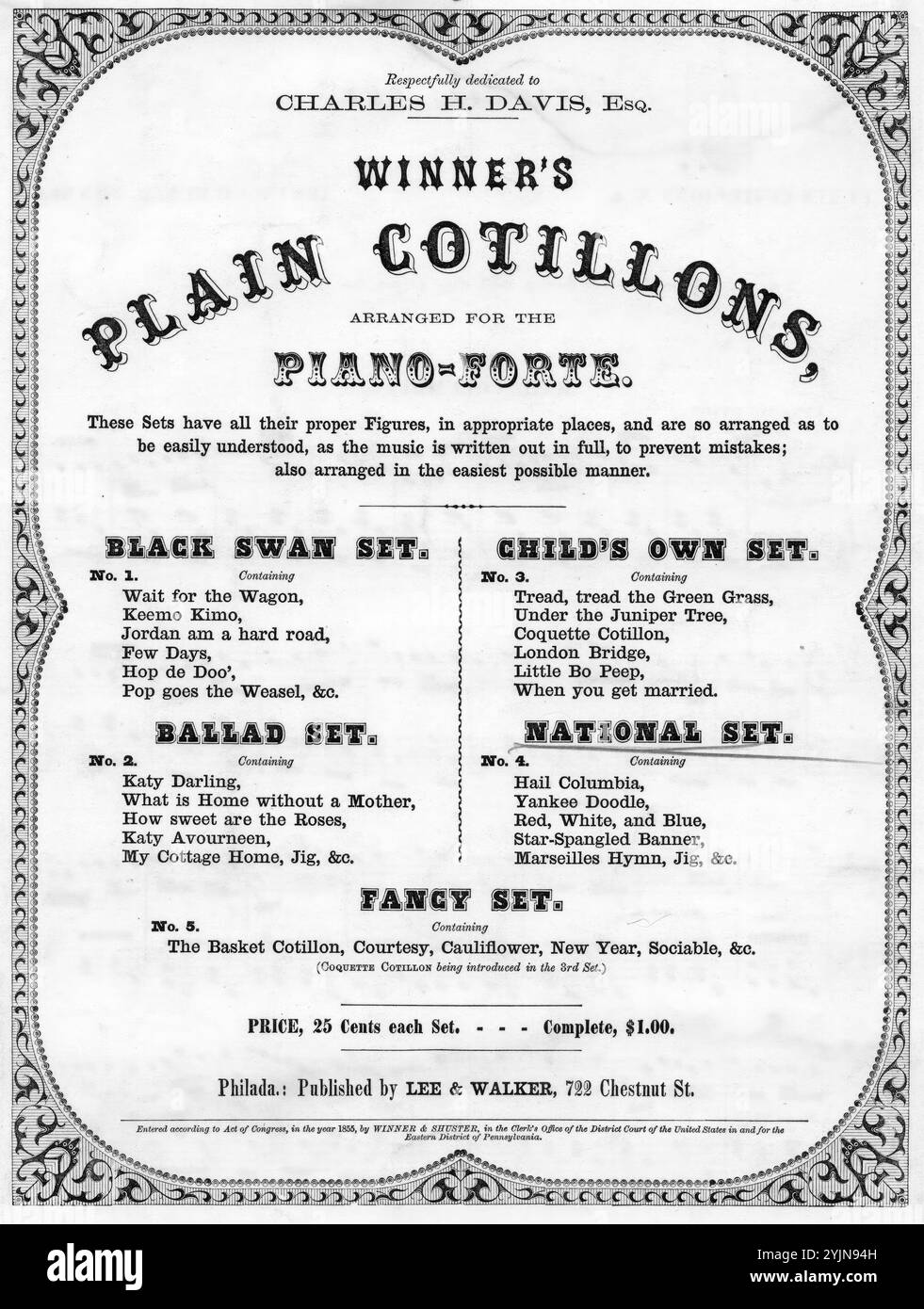 National set, Winner, Sep. (arranger), Lee & Walker, Philadelphia, 1855 ...