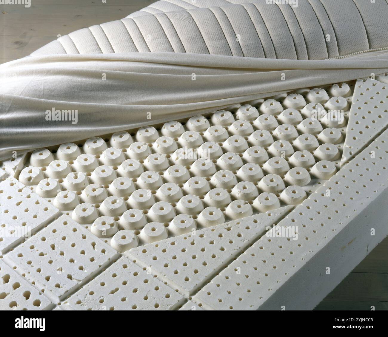 Detail of a latex mattress with comfort features Stock Photo - Alamy