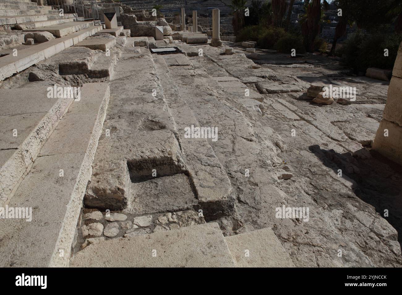 Ruined staircase to the southern Hulda Gates to the Temple Mt., built ...