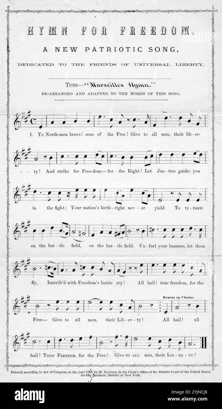 Hymn for freedom, 1862., United States, History, Civil War, 1861-1865 ...