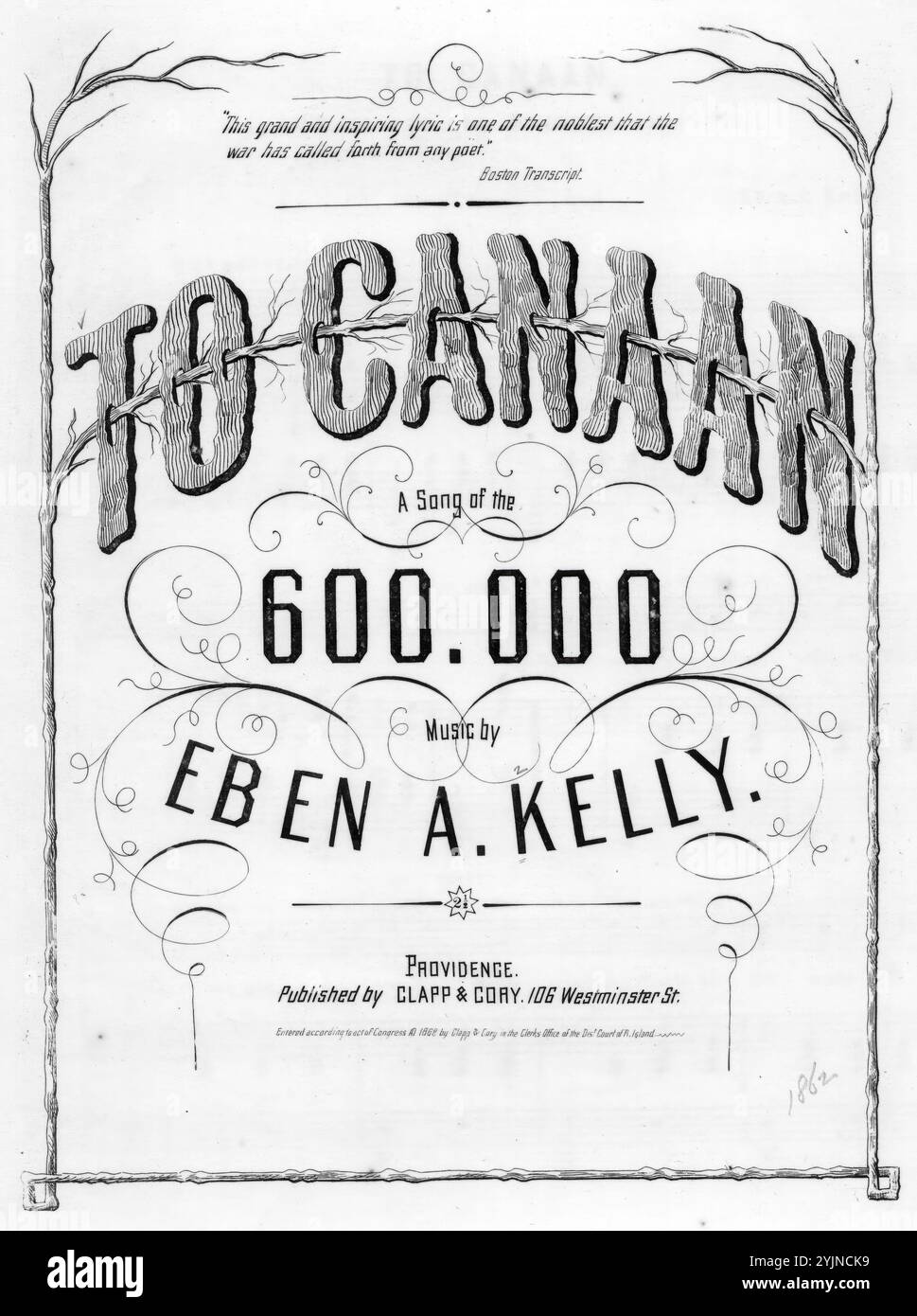 To Canaan, Kelly, Eben A. (composer), Clapp & Cory, Providence, 1862 ...
