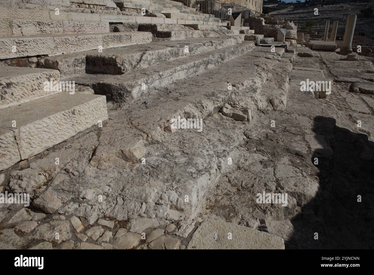 Ruined staircase to the southern Hulda Gates to the Temple Mt., built ...