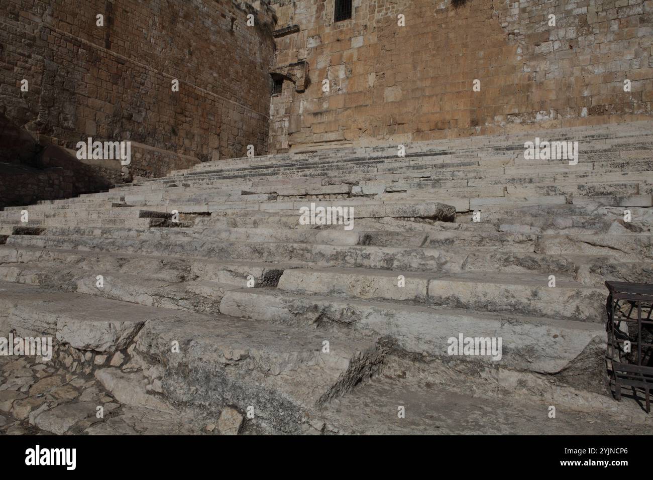 Ruined staircase to the southern Hulda Gates to the Temple Mt., seen in ...
