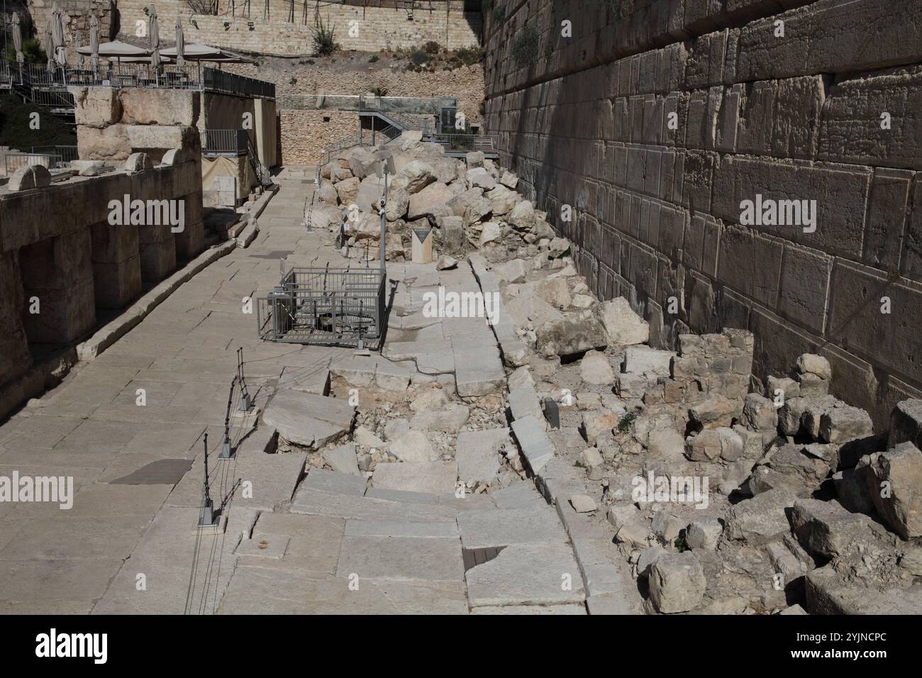Ruined Herodian Street at the Western Wall under the Temple Mt. after ...